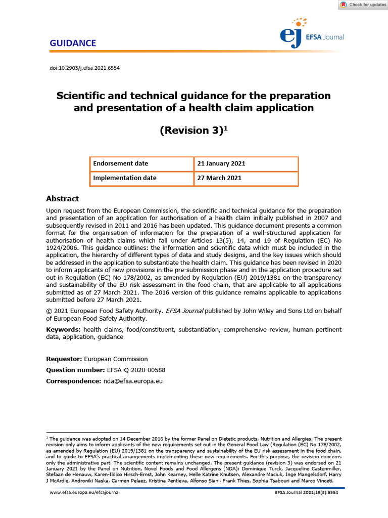 EFSA Journal - 2021 - Scientific and Technical Guidance For The ...