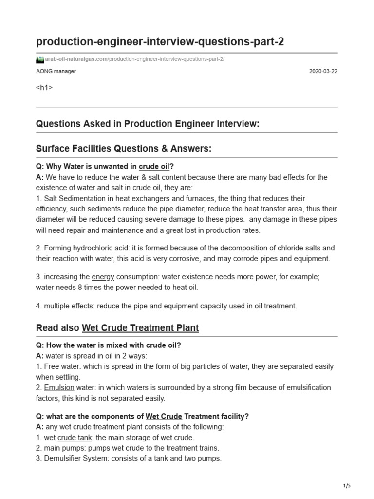 Production Engineer Interview Prep | PDF | Emulsion | Water