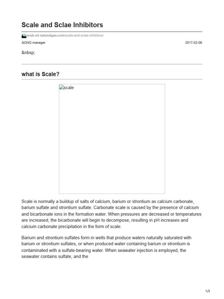 Scale and Sclae Inhibitors | PDF | Calcium | Ethylenediaminetetraacetic ...