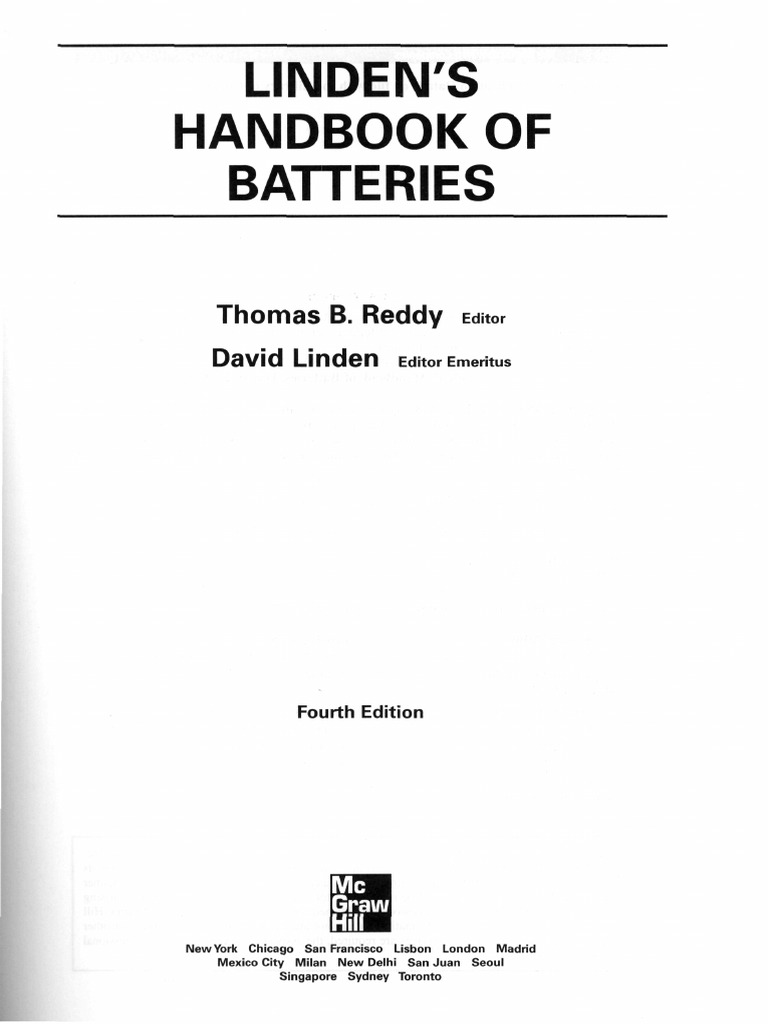 Handbook of Batteries | PDF | Rechargeable Battery | Electric Vehicle