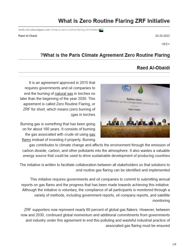 What Is Zero Routine Flaring ZRF Initiative | PDF