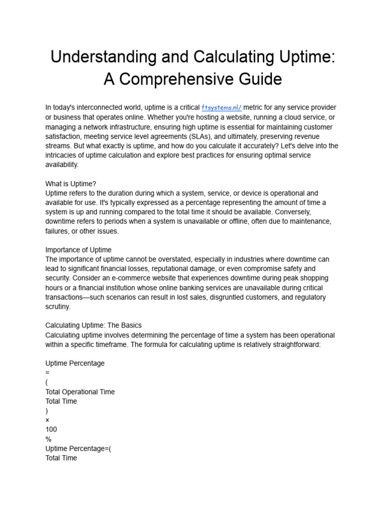 Ftsystems NL | PDF | Server (Computing) | Fault Tolerance