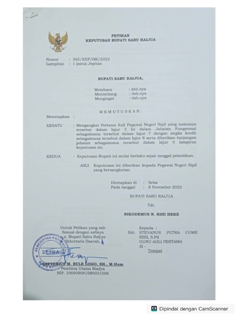 Petikan SK Fungsional Guru | PDF