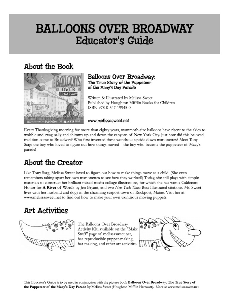 Balloons Over Broadway Educators Guide | PDF