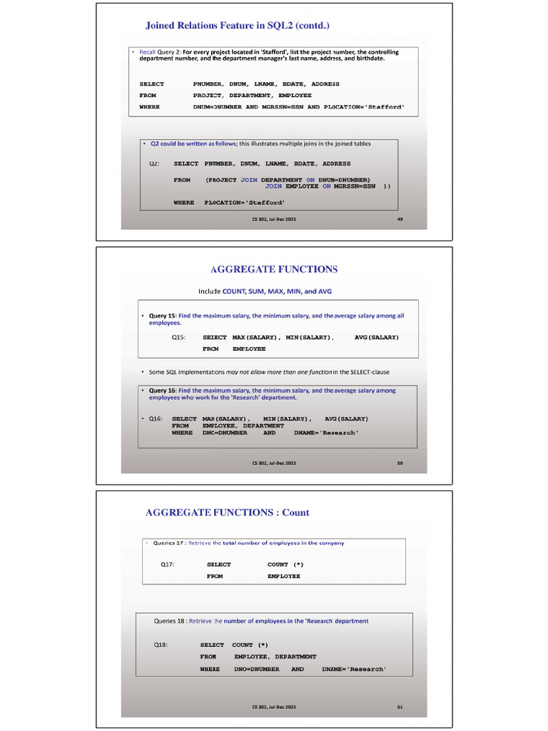 CS302-Class-Slides-Set-7-Unit-2-SQL - (Part 2) | PDF