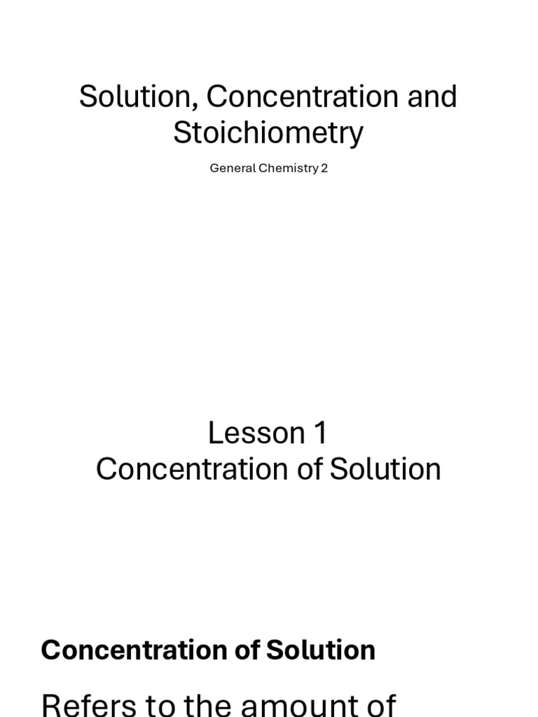Lesson 1 Concentration of Solution | PDF | Concentration | Mass ...