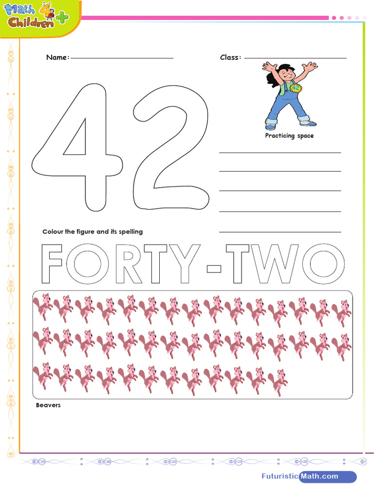 Number 42 Worksheet Worksheet | PDF