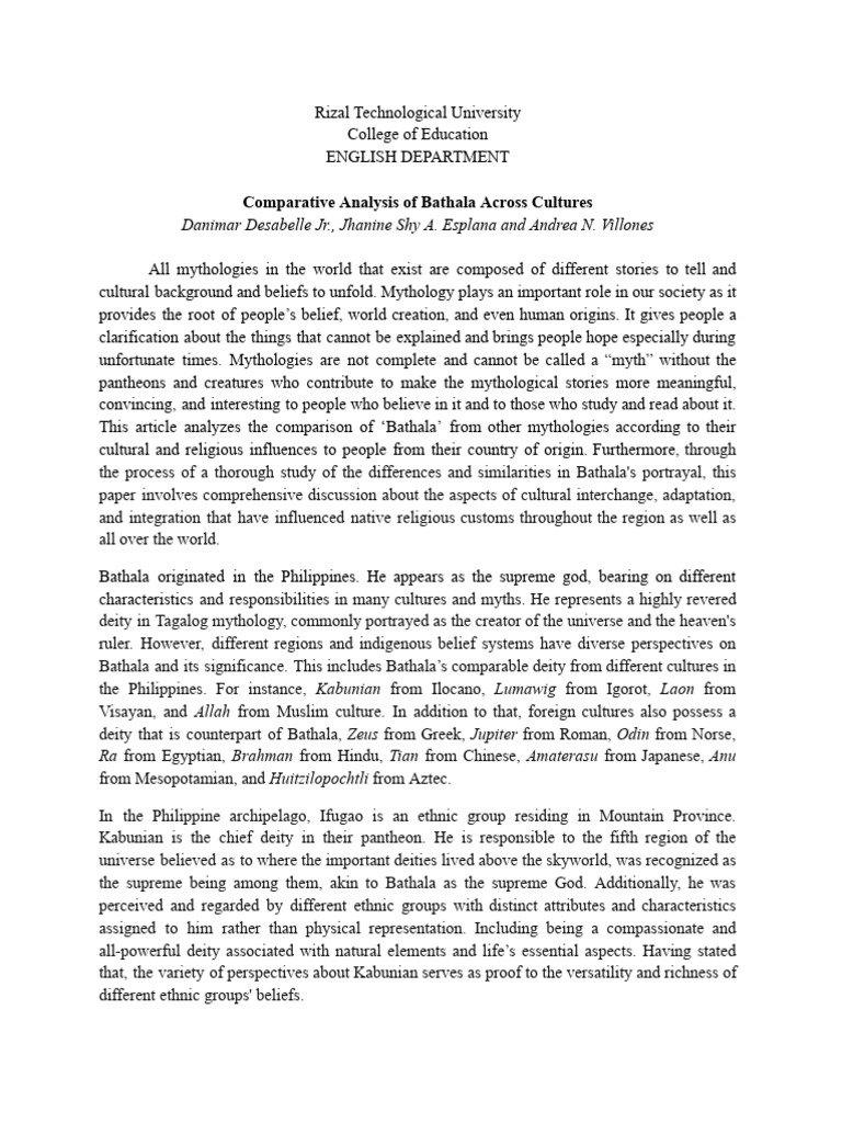 Bathala Creation Myth Draft | PDF | Deities | Zeus