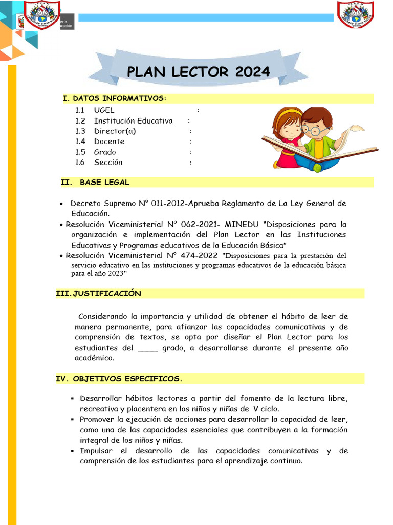 Mural del Plan Lector 2024 | PDF | Maestros | Educación primaria