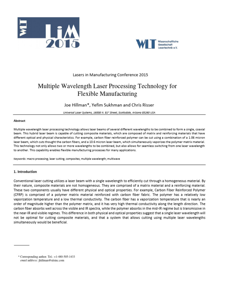 Multiple wavelength laser processing technology for flexible ...