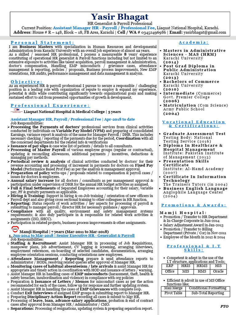 CV - Yb (2023) | PDF | Human Resources | Payroll