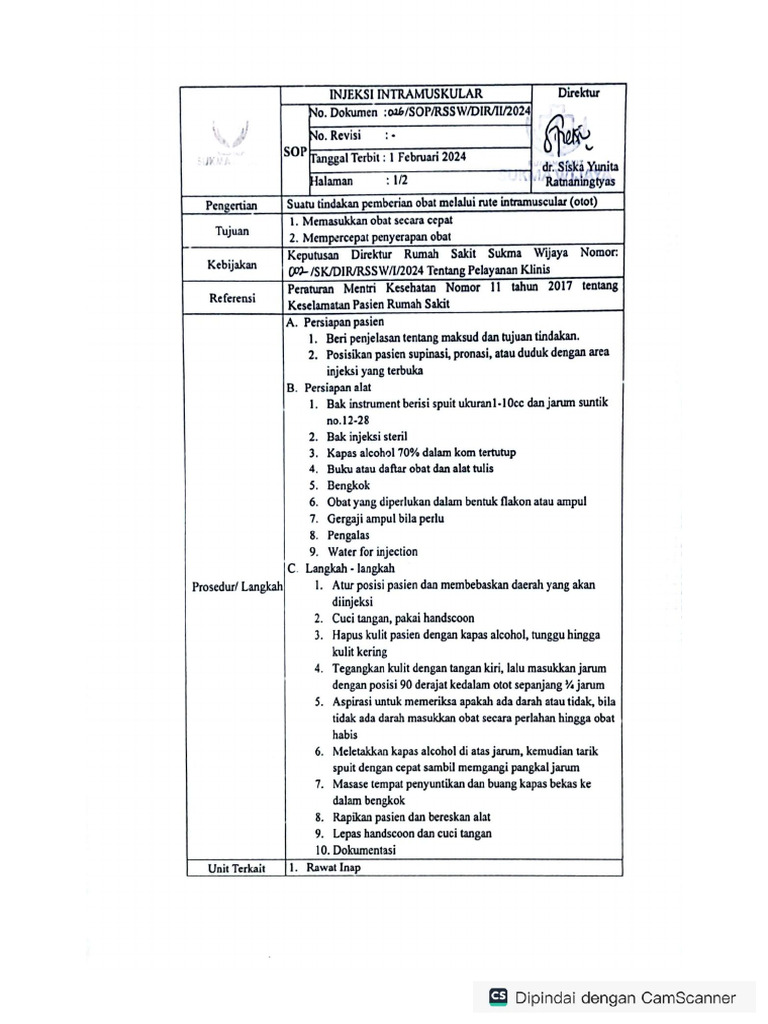 SOP IntraMuskular | PDF