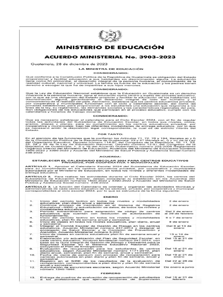 Acuerdo Mineduc | PDF