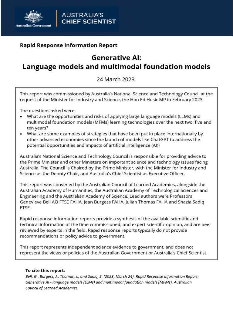 Rapid Response Information Report - Generative AI v1 - 1 | PDF ...
