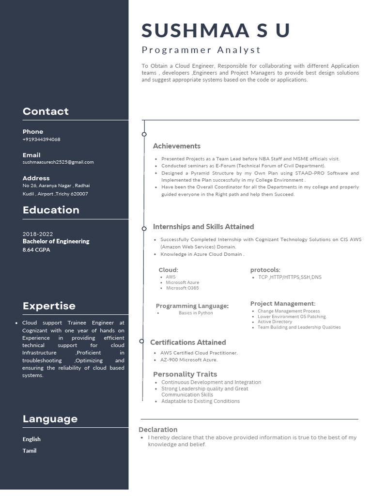 Sushmaa Resume | PDF | Amazon Web Services | Cloud Computing