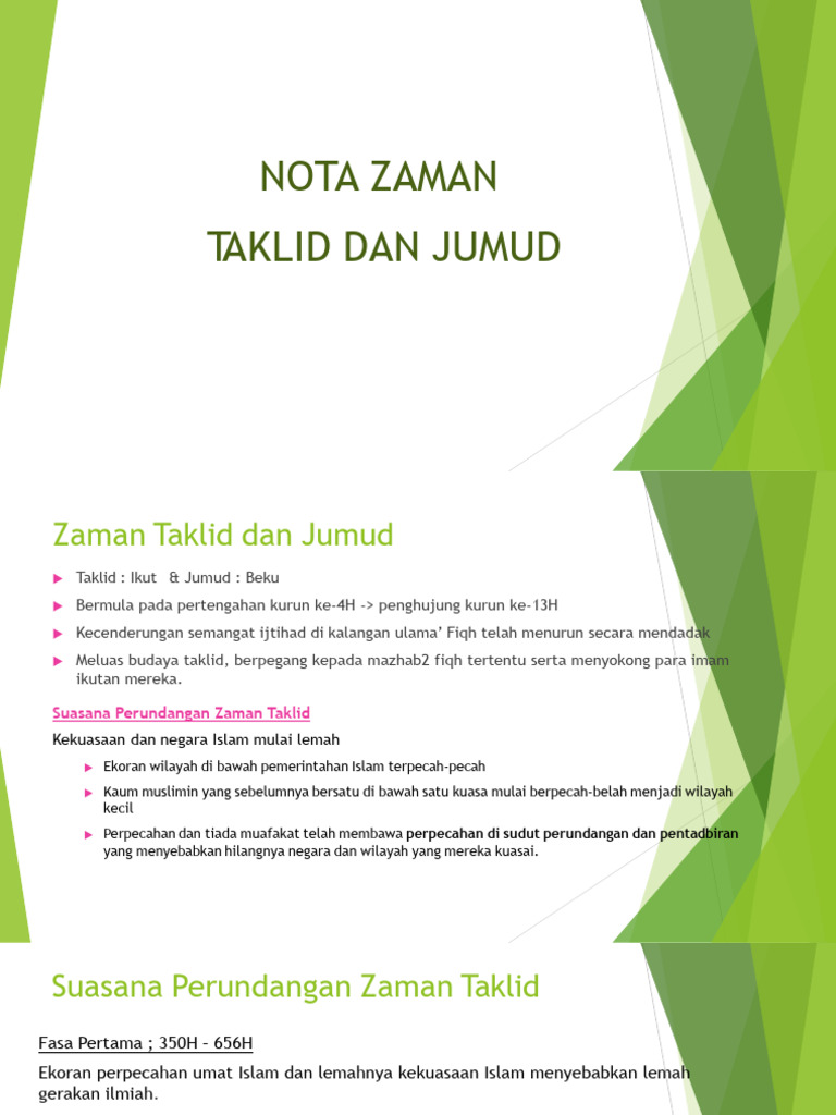 3 - Nota Zaman Taqlid Dan Jumud | PDF