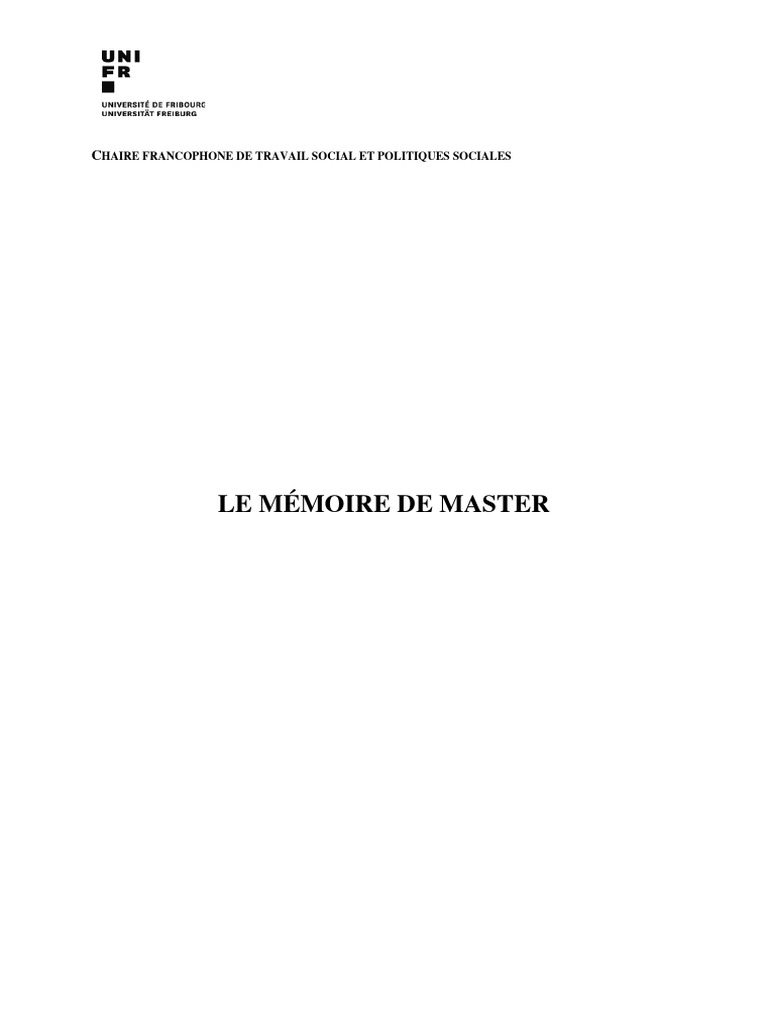 Guide du mémoire de Master en travail social | PDF | Mémoire