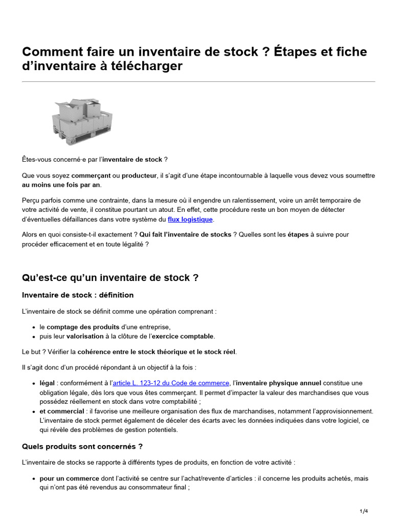 Guide pratique de l'inventaire de stock | PDF | Inventaire | Comptabilité