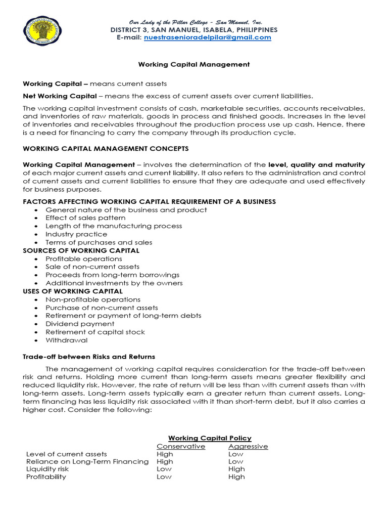 Working Capital Management Overview | PDF | Working Capital | Debt