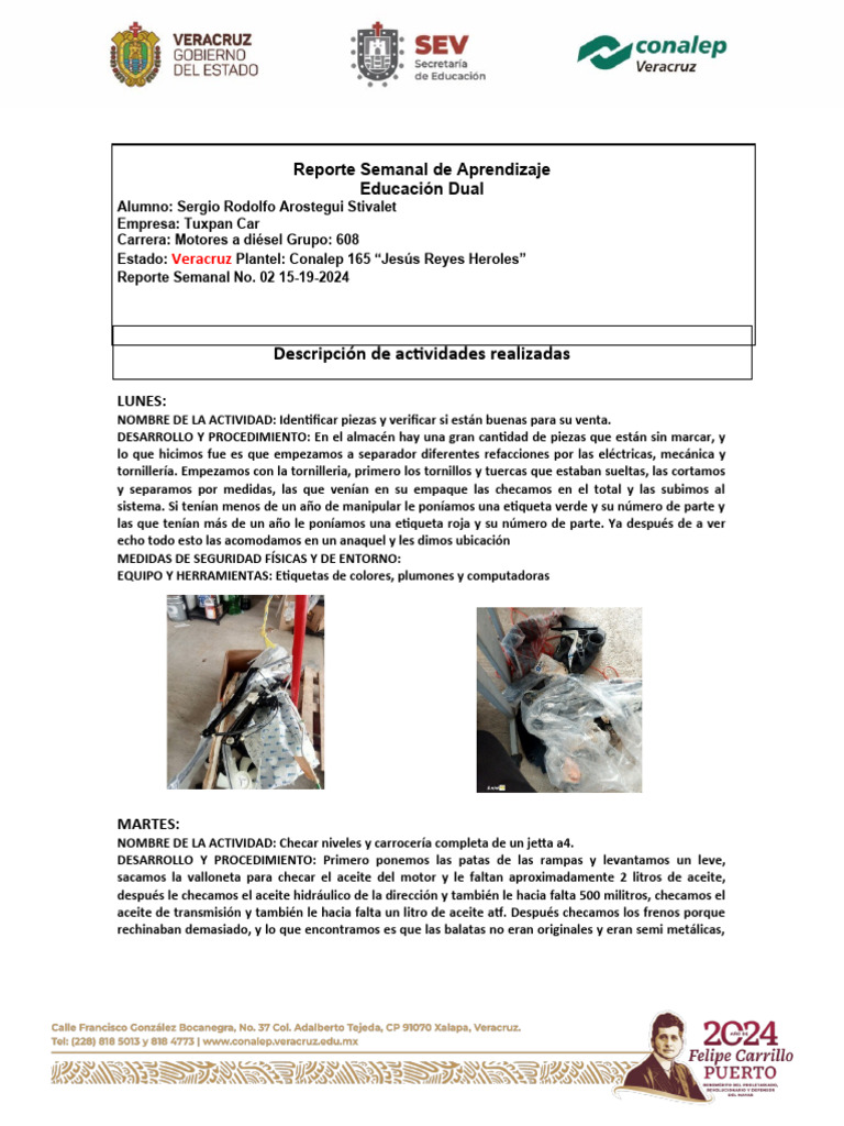Reporte de Aprendizaje en Educación Dual | PDF | Tornillo | Ingeniería ...