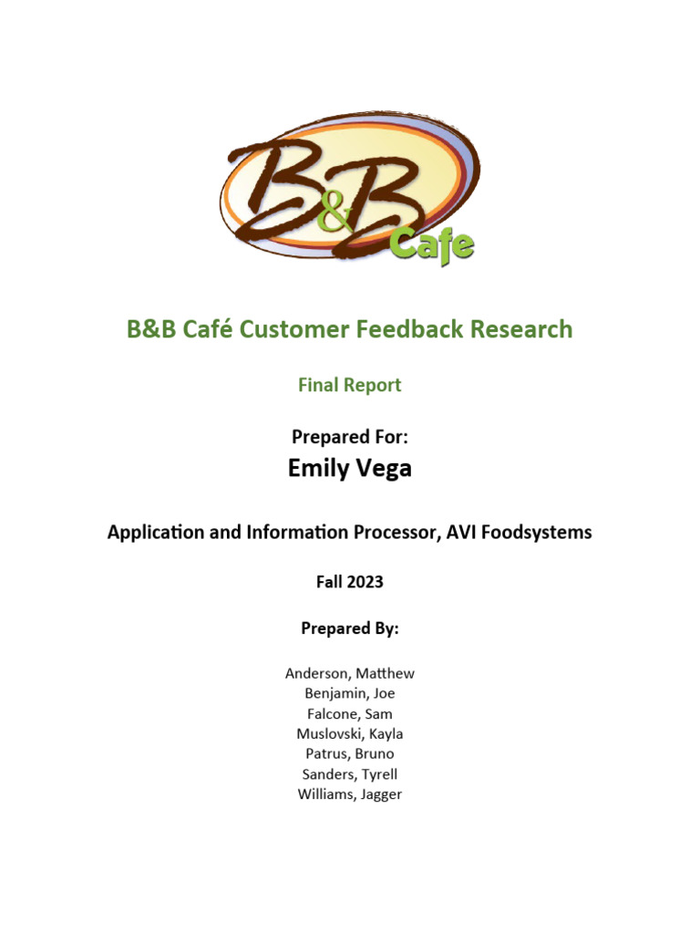 B&B Café Customer Feedback Analysis | PDF | Survey Methodology ...