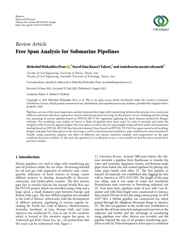2 - Free Span Analysis For Submarine Pipelines | PDF | Opec | Fatigue (Material)
