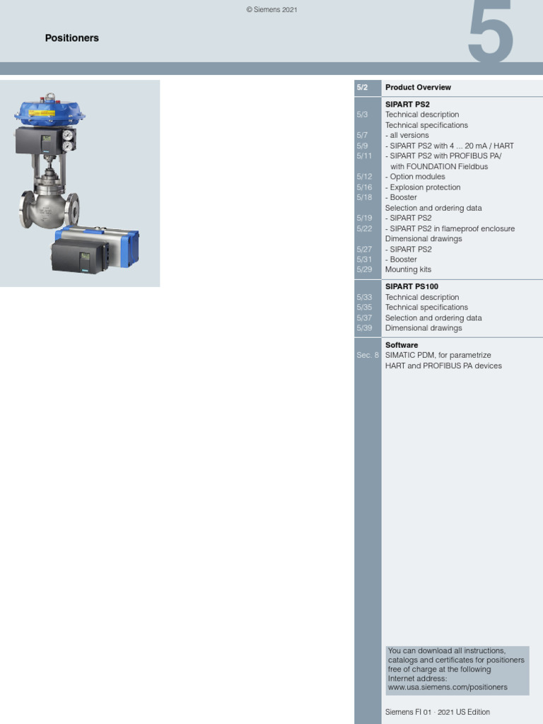 Siemens Positioner 6DR Selection Guide | PDF | Valve