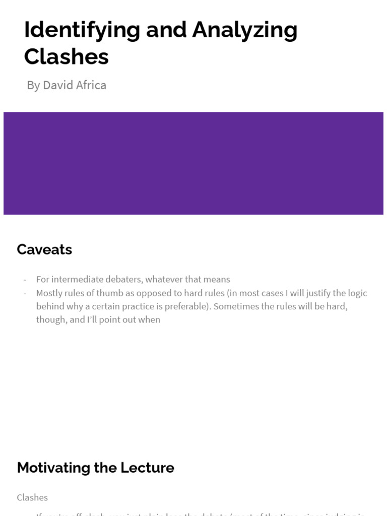Identifying and Analyzing Clashes | PDF | Career & Growth