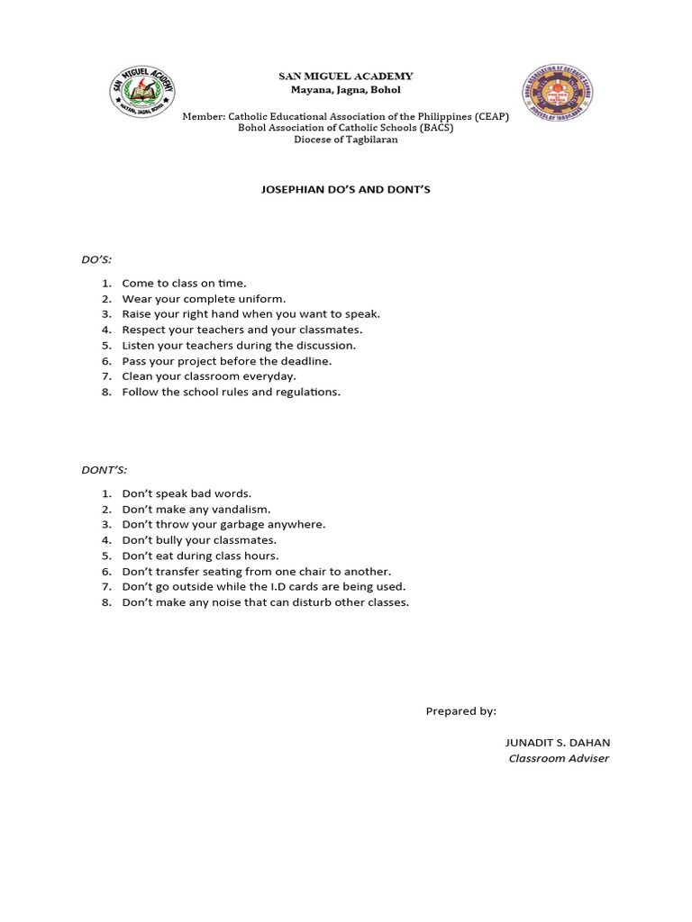 Josephian Rules2 | PDF | Language Arts & Discipline