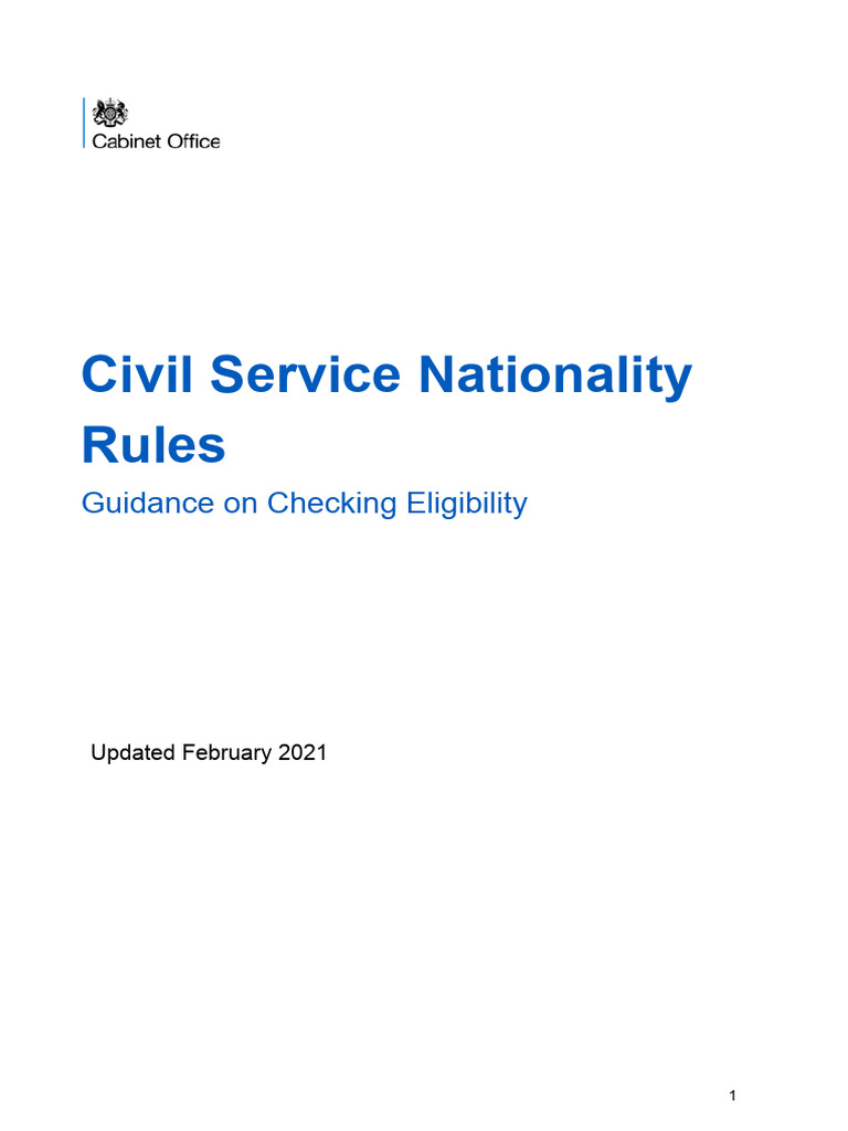 Civil Service Nationality Rules | PDF | Citizenship | European Economic ...