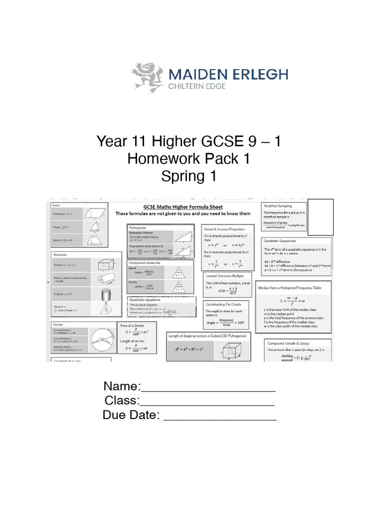 GCSE Higher Homework Paper 1 Spring 1 | PDF | Speed | Metrology