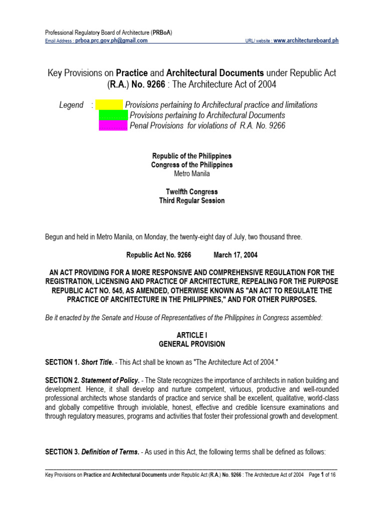 RA 9266 (Practice, Archl Docs & Penal Provisions) | PDF | Architect ...