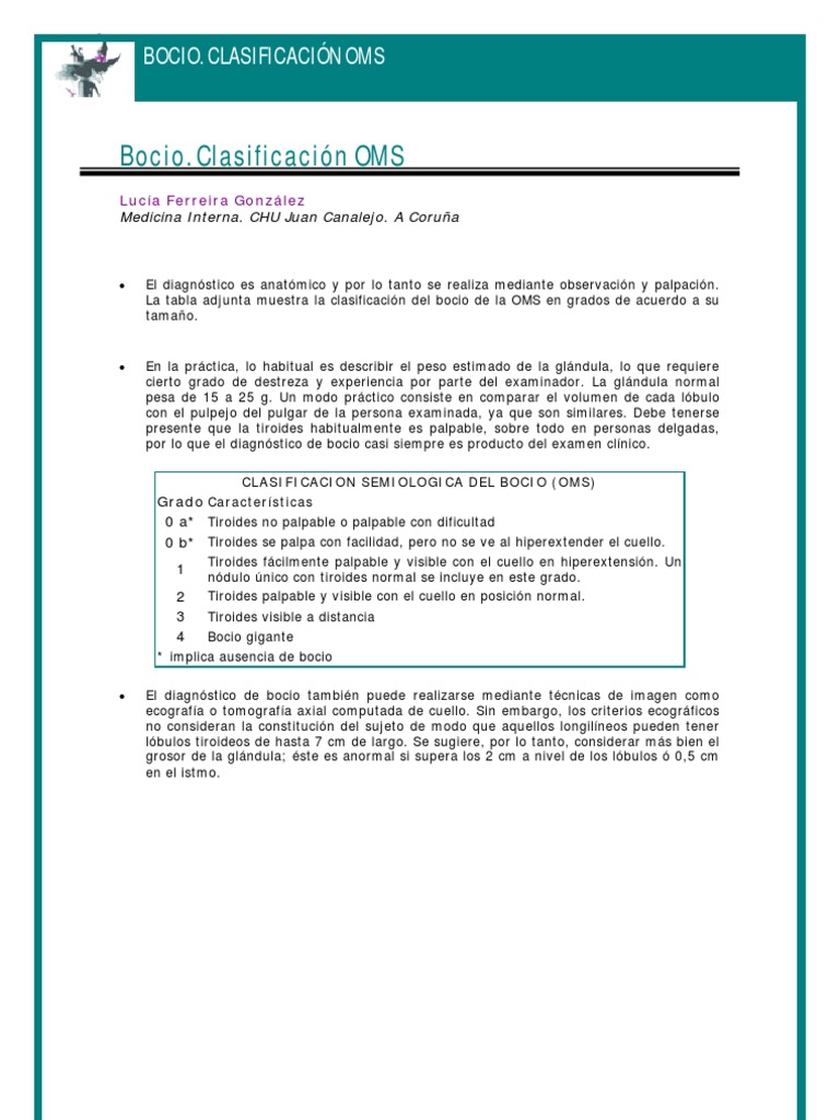 Clasificación del Bocio según OMS | PDF | Salud y bienestar