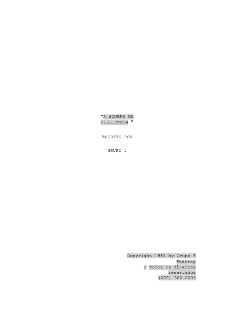 Roteiro Master Scenes - A Sombra Da Biblioteca | PDF