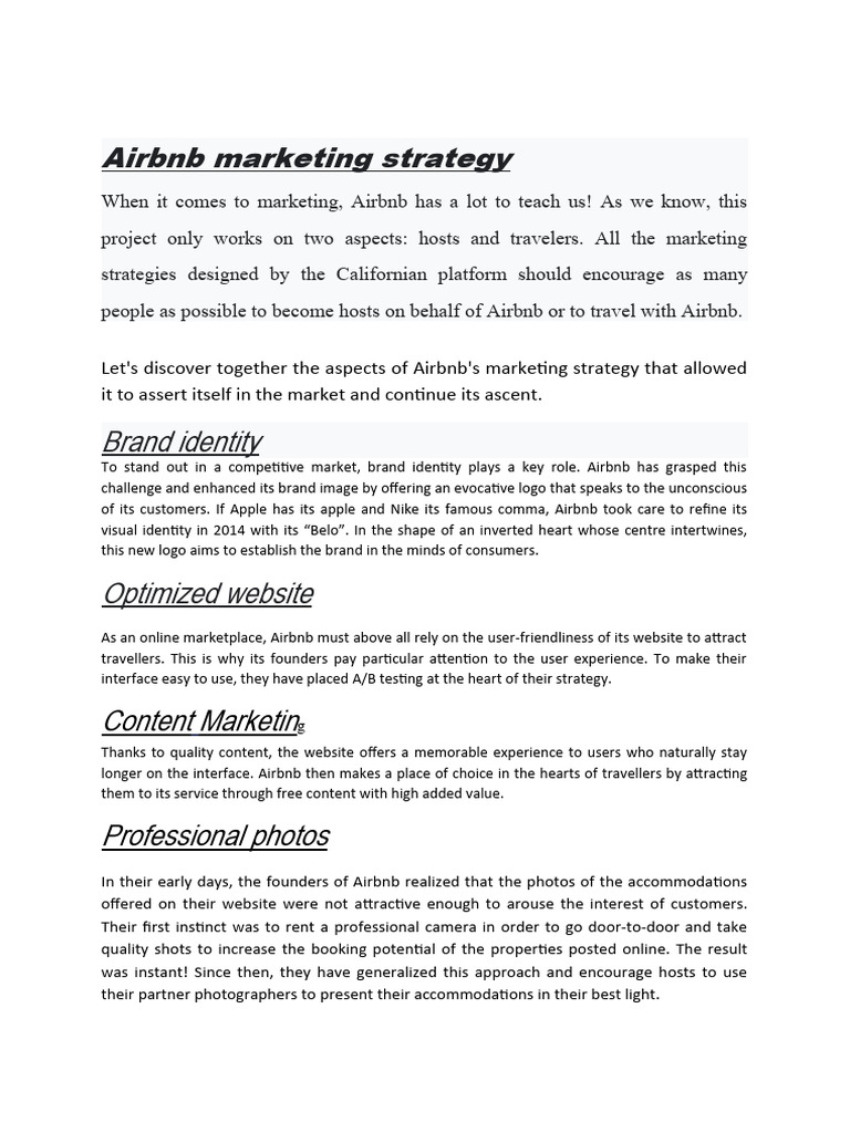 Airbnb's Comprehensive Marketing Strategy | PDF | Brand | Social Media