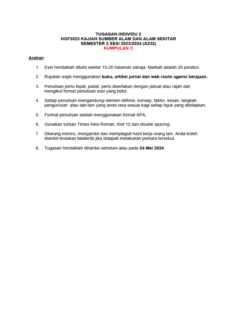 Tugasan Individu 2 A232 KumpulanC | PDF