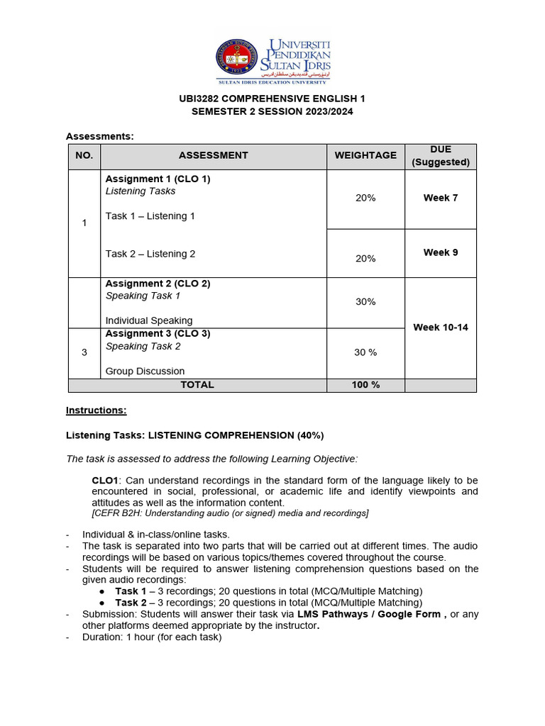 Assessment Description For CE1 UBI3282 (A232) | PDF | Multiple Choice ...