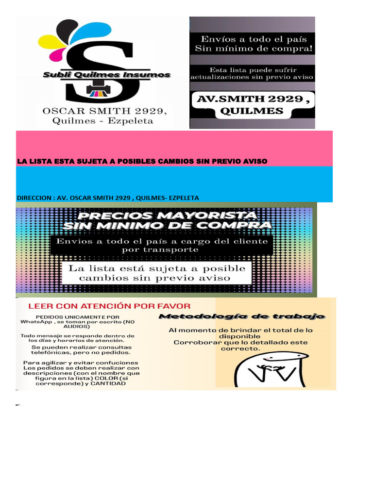 03 Lista Enero Subli Quilmes | PDF | Arco iris | Color