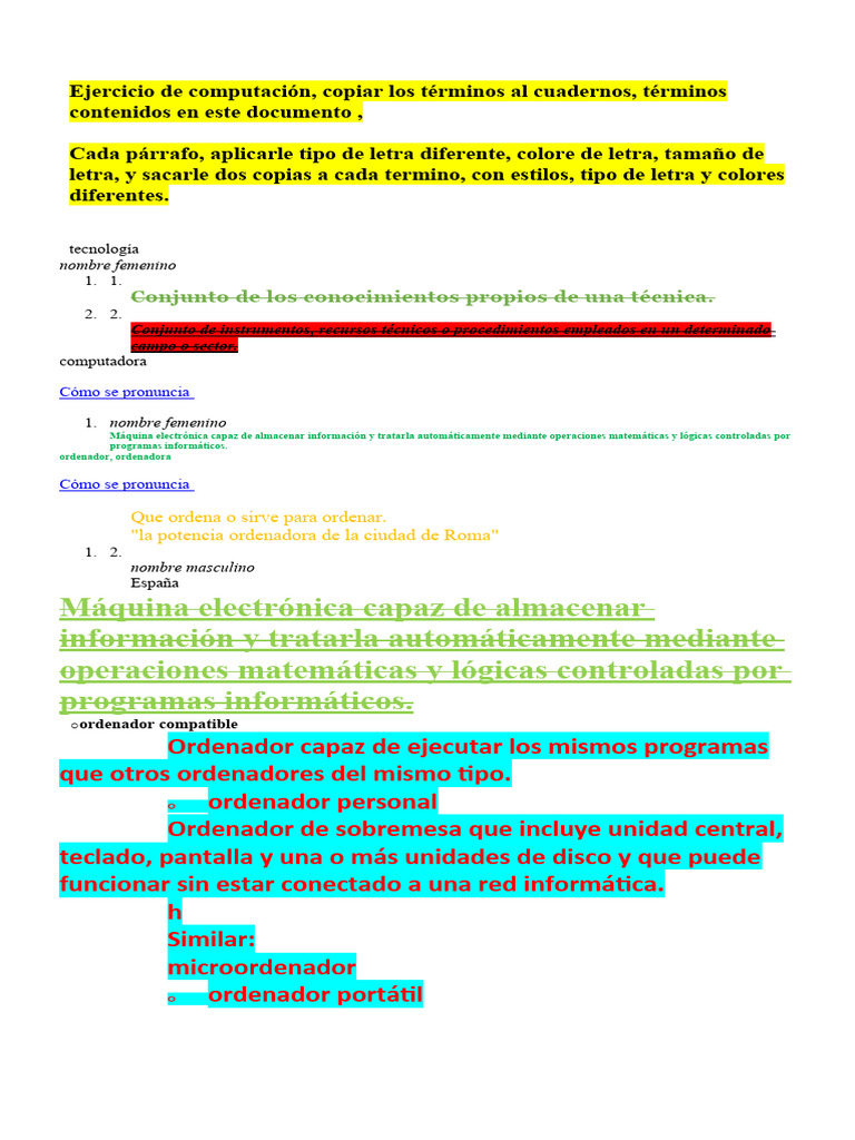 Ejercicio de Términos de Computación | PDF | Informática | Microsoft ...
