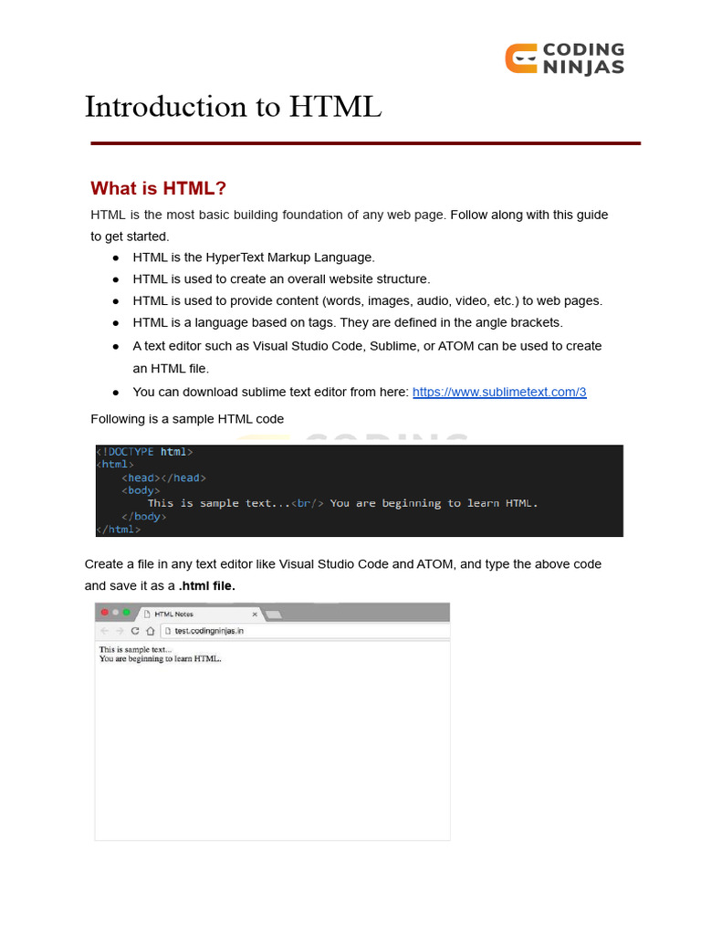 1.notes - Intro To HTML-696 | Download Free PDF | Html Element | Html