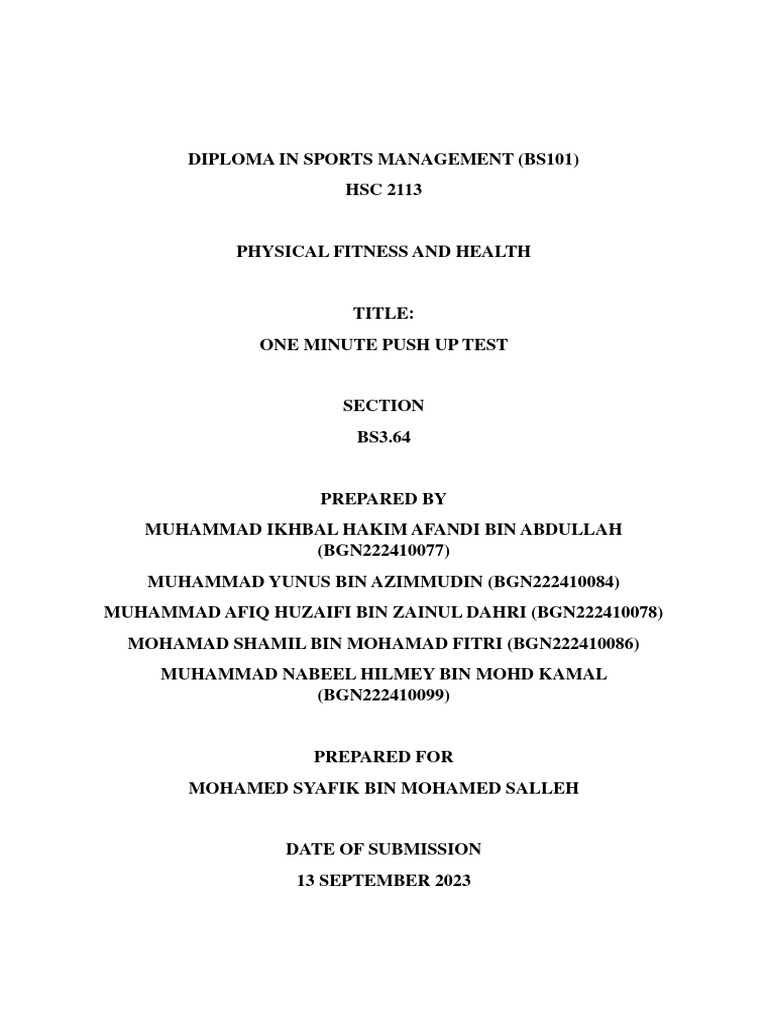 One Minute Push-Up Test Norms | PDF