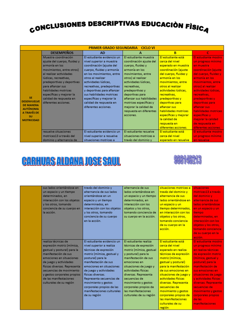 Conclusiones Descriptivas Educacion Fisica Ciclo Vi | Descargar gratis PDF | Las emociones ...