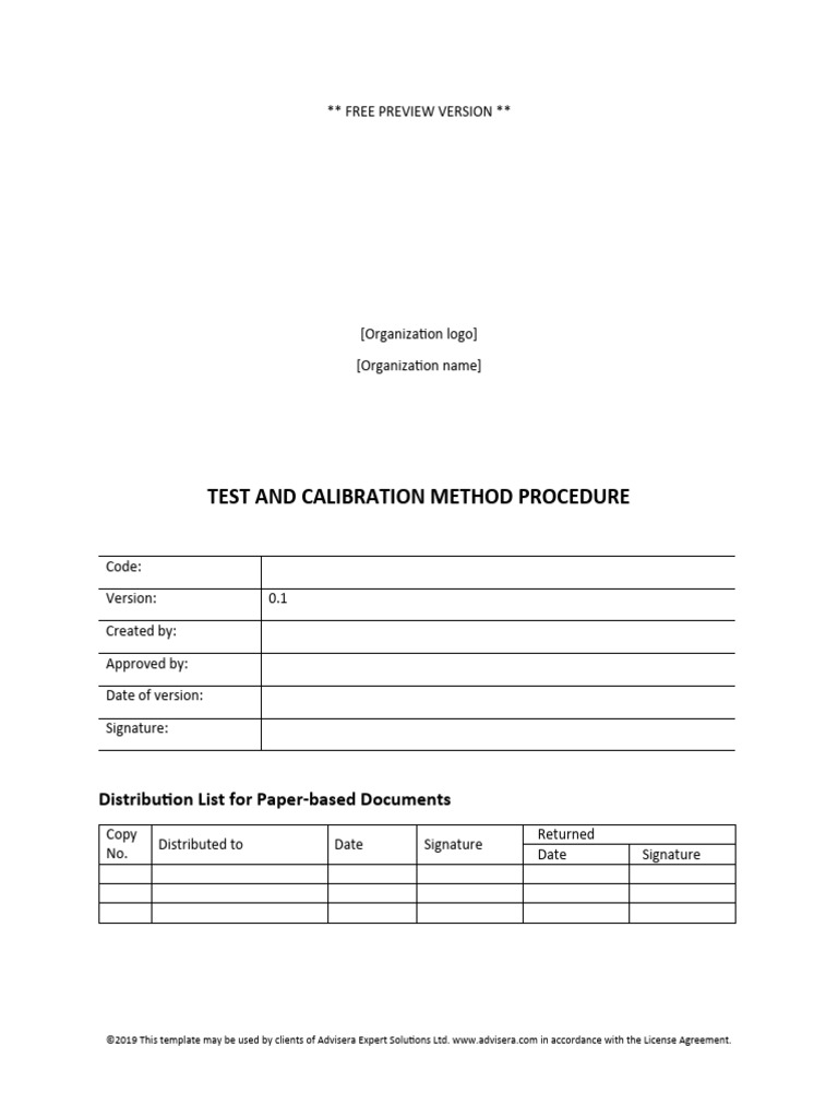 10 Test And Calibration Method Procedure Preview En Pdf Verification And Validation