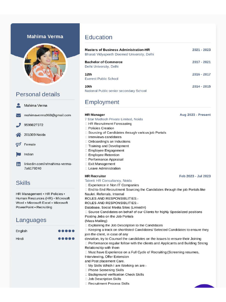 Mahima Verma CV | PDF