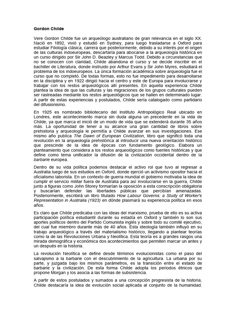 Gordon Childe | PDF | Arqueología | Evolución