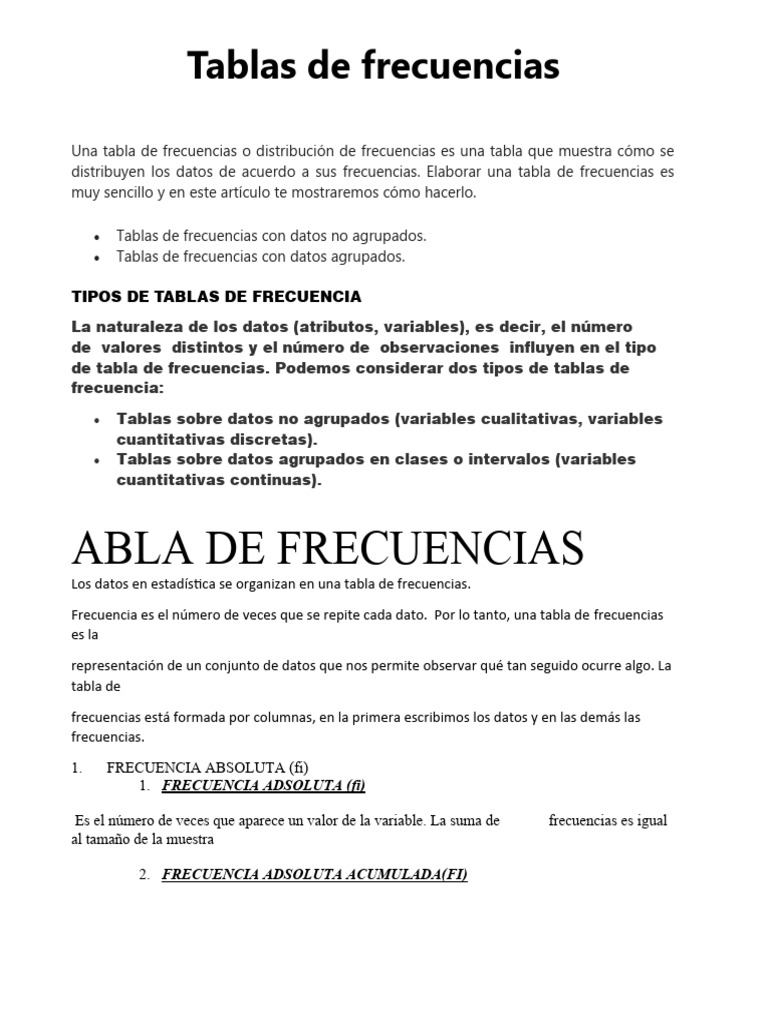 Tablas de Frecuencias | PDF