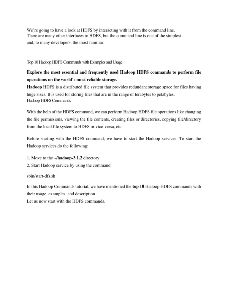 Hadoop command line interface | PDF | Apache Hadoop | Directory (Computing)