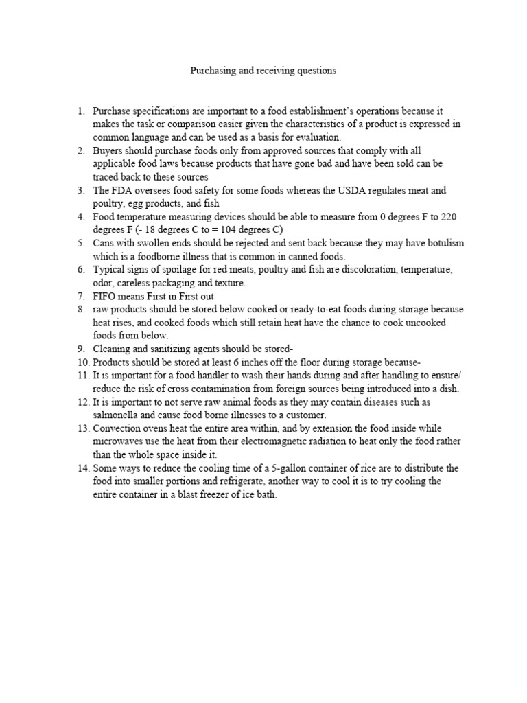 Purchasing and Recieving Questions | PDF | Wellness