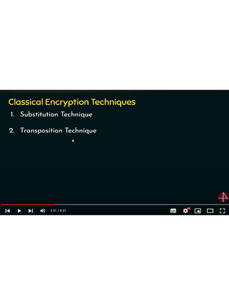 Lec 12 Classical Encryption Techniques | PDF
