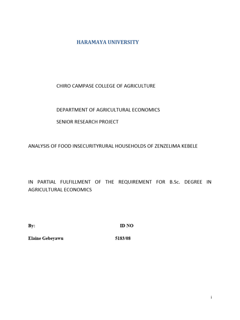 Analysis of Food Insecurity Rural Households | PDF | Food Security ...